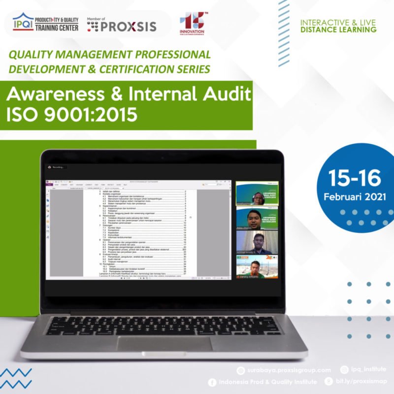 Publik Training Awareness+Internal Audit ISO 9001:2015 tanggal 15-16 ...