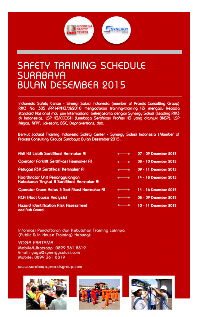 Jadwal Training Indonesia Safety Center – Sinergi Solusi Indonesia ...