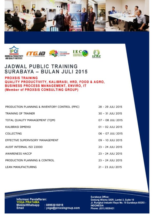 Jadwal Training Bulan Juli 2015