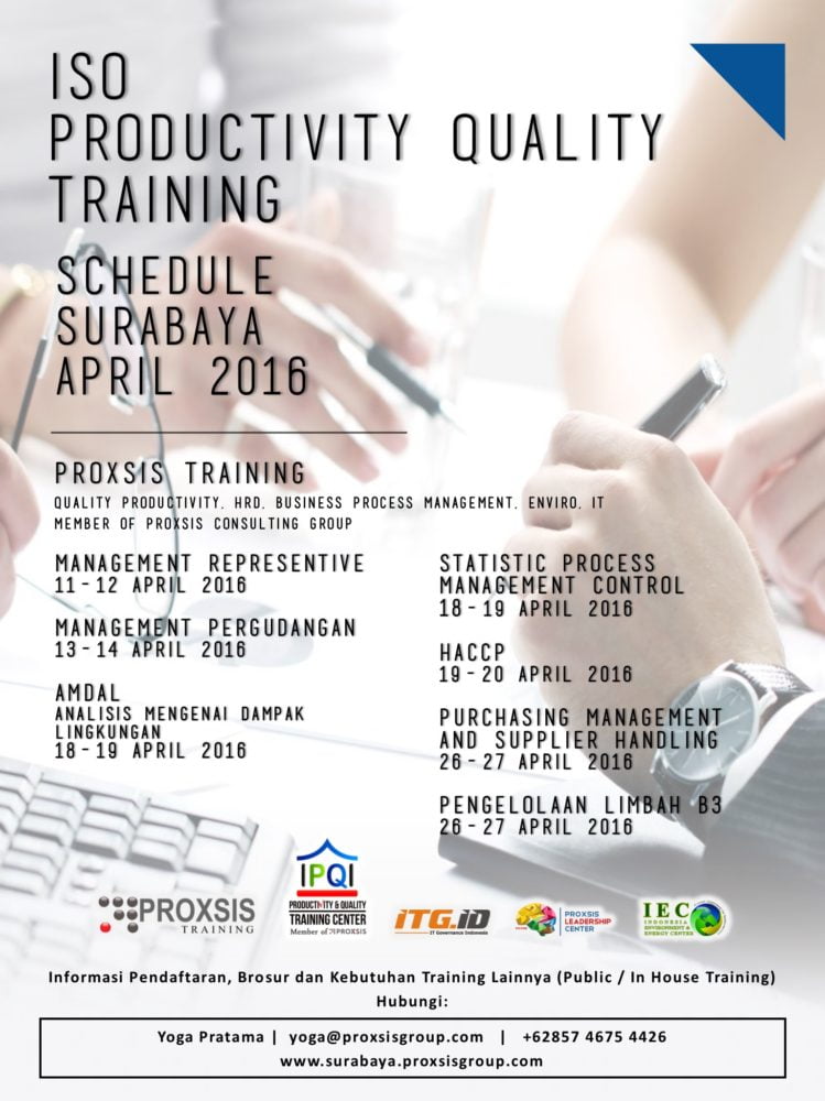 Jadwal Training Proxsis Training Bulan April 2016 Surabaya (ISO ...